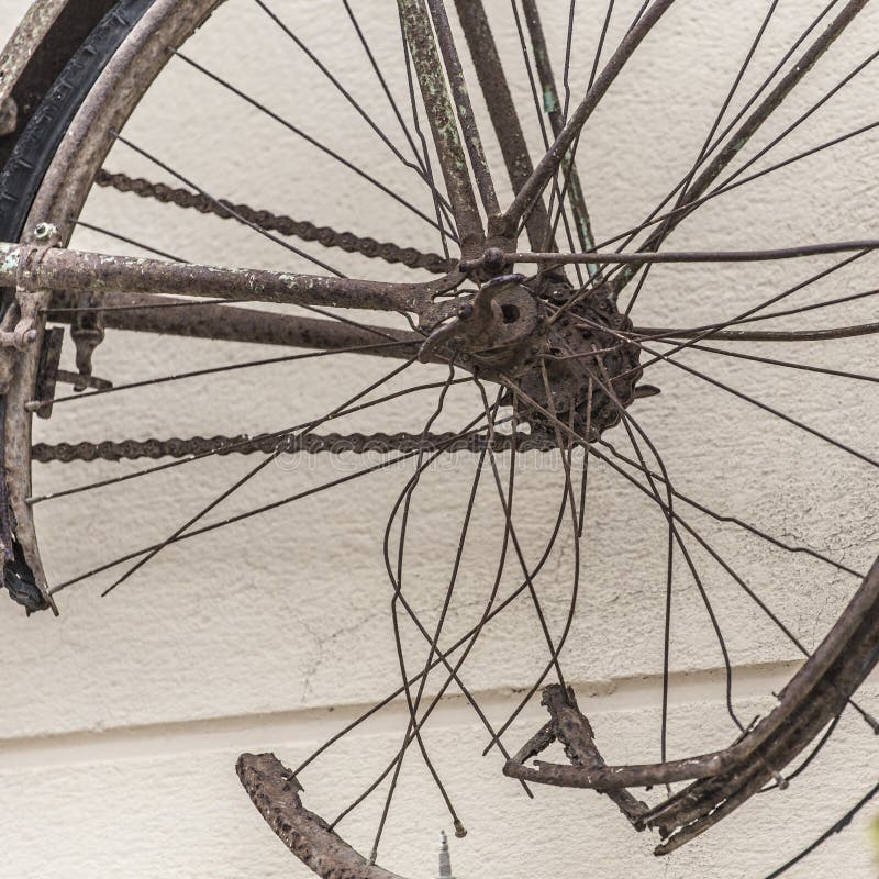 Old rusty bicycle detail stock photo. Image of transportation - 69592268