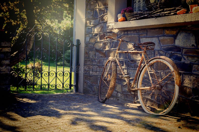 Old rusty bicycle stock photo. Image of house, classic - 45615508