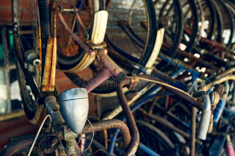 Old rusty bicycles stock photo. Image of antique, ancient - 74096740