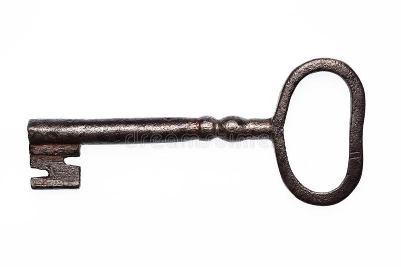 Old Rusty Big Key Isolated on White Background Stock Image - Image of ...