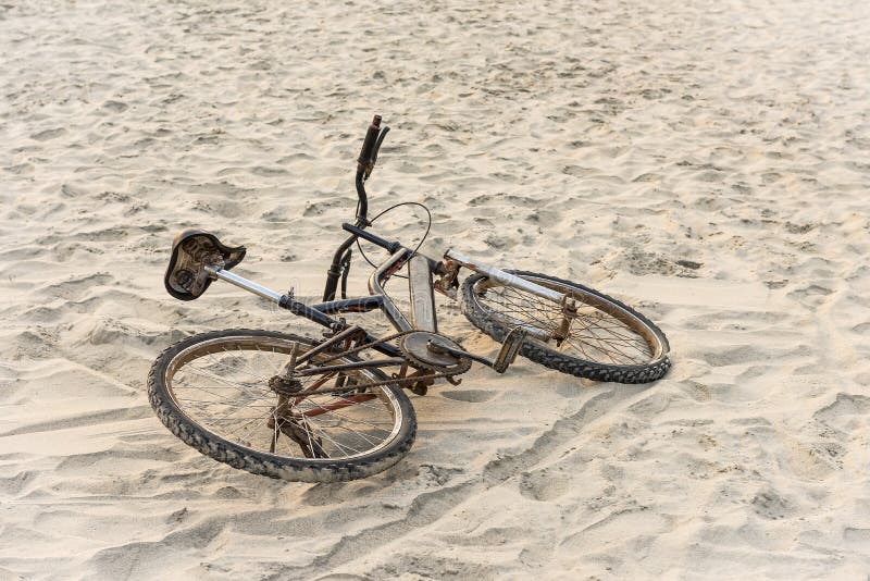 Old Rusty Bike on the Beach Sand in Goa, India Stock Photo - Image of ...