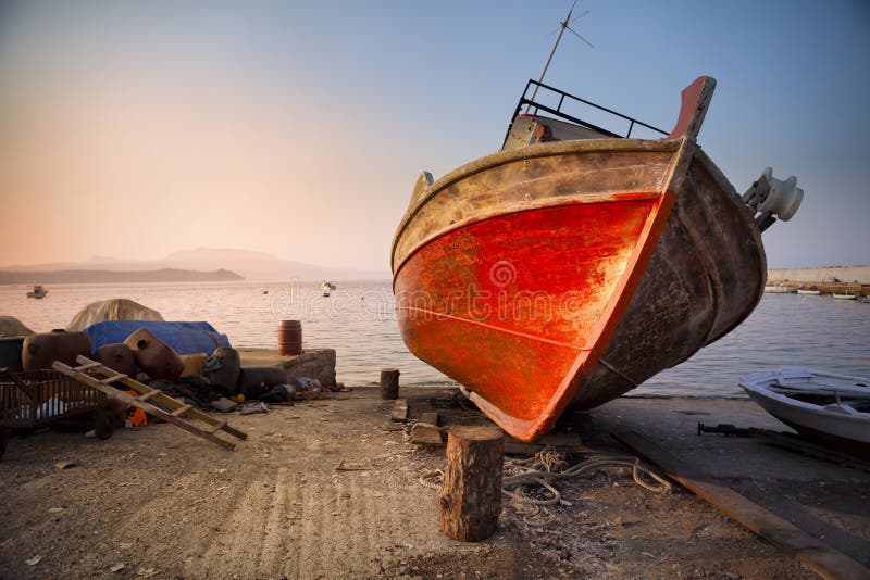 Old Rusty Boat in Koroni, Greece Stock Photo - Image of greece, rusty ...