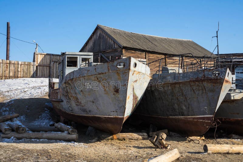 Old Rusty Boats Stand on the Shore Stock Image - Image of tourism ...