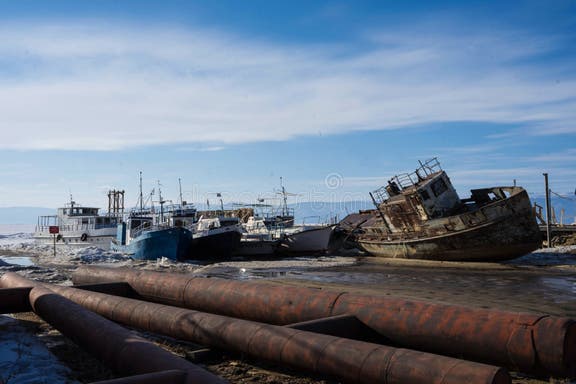 Old Rusty Boats Stand on the Shore Stock Photo - Image of nordic ...