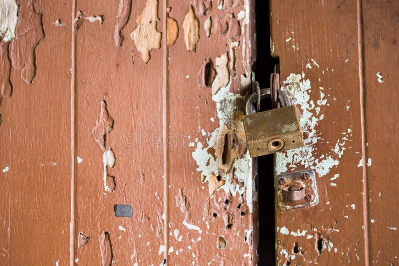 Old Rusty Bolt with Lock on the Door. Stock Image - Image of pattern ...