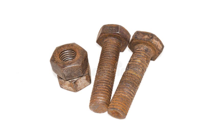 Old Rusty bolt and nut stock photo. Image of threads - 253785840