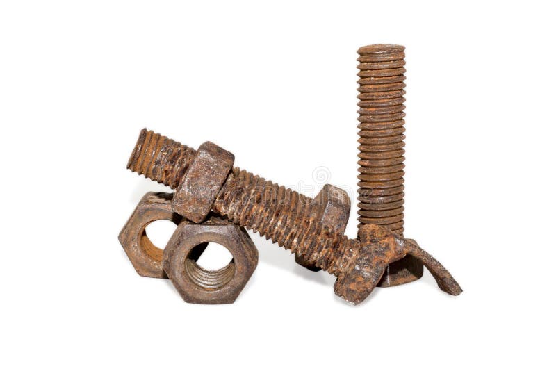 Old Rusty bolt and nut stock image. Image of collection - 253785957