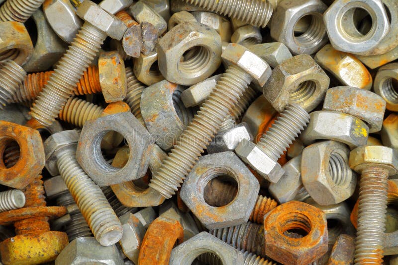 Collection Old Rusty Heads and Bolts Stock Photo - Image of nail ...
