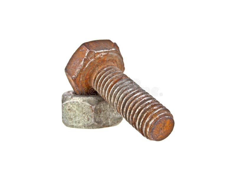 Old Rusty Bolt and Screw-nut Isolated on White Background Stock Image ...
