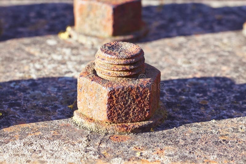 Old Rusty Bolt with Threaded Metal Bar - Image with Copy Space Stock ...
