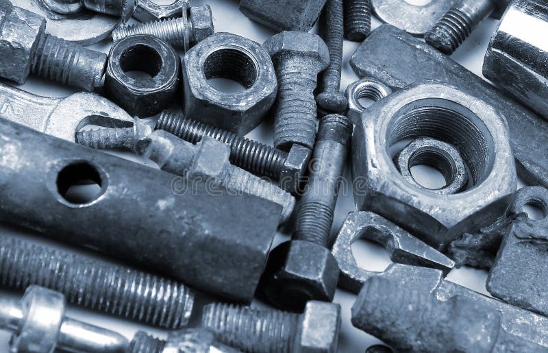 Old Rusty Bolts, Nuts, Mechanical Parts and Tools Stock Photo - Image ...