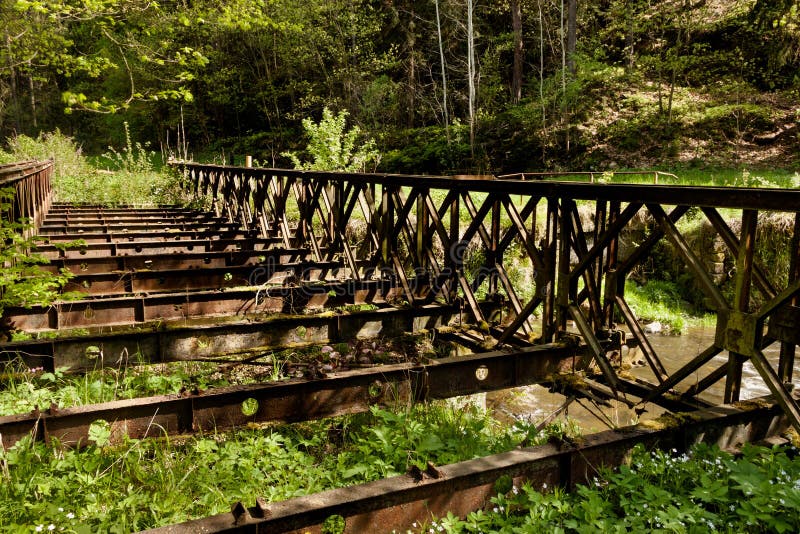 Old rusty bridge stock photo. Image of steel, forest - 54364622