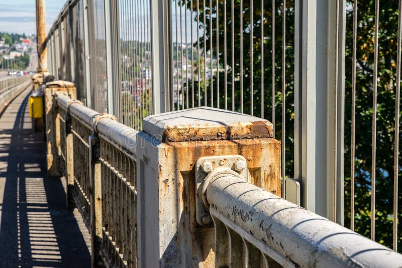 Old rusty bridge railing stock photo. Image of fence - 55707776