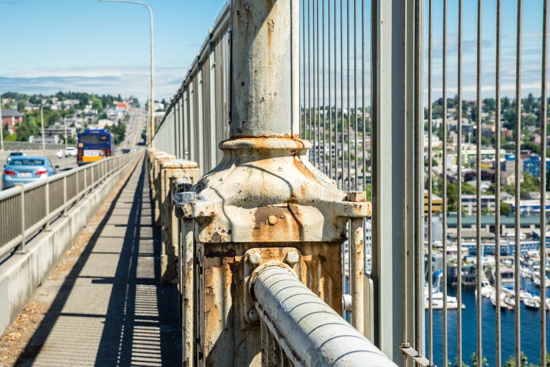 Old rusty bridge railing stock image. Image of lamppost - 55707781