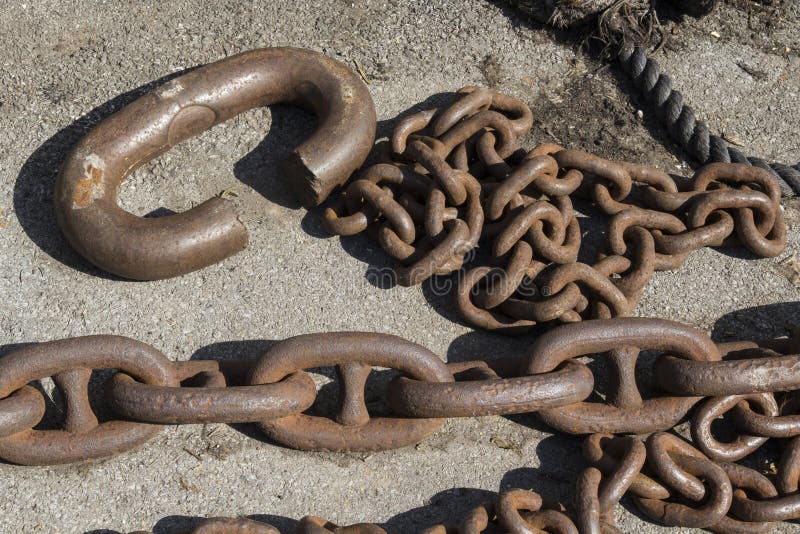 Old Rusty and Broken Metal Chain Stock Photo - Image of industrial ...