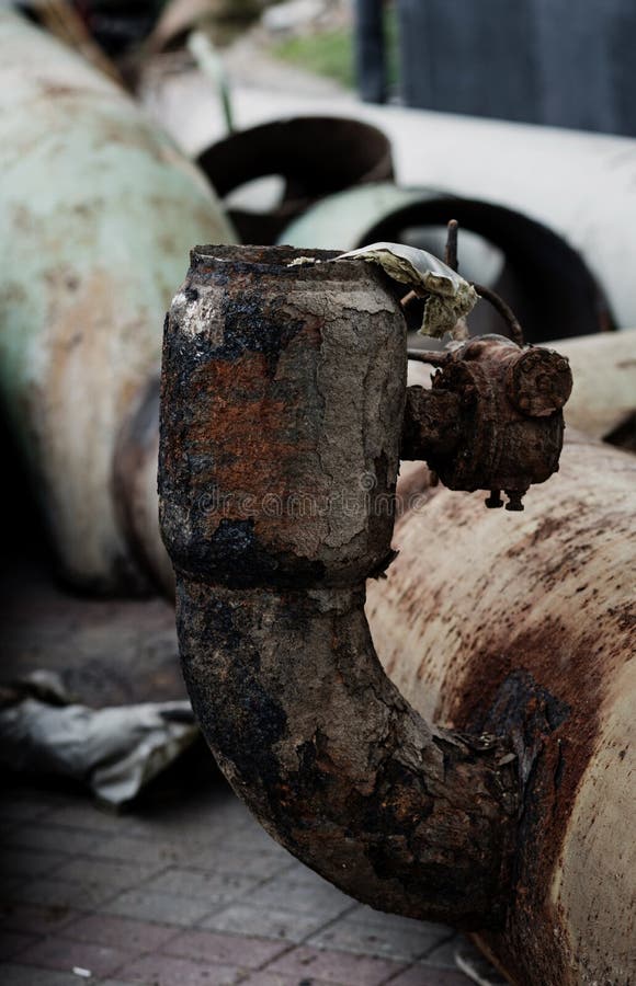 Old rusty broken pipes stock image. Image of metal, corrode - 231855419