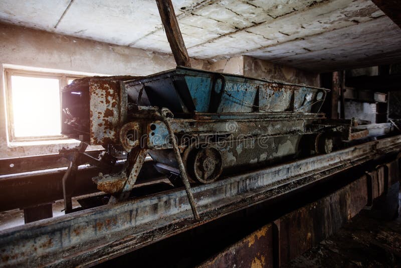 Old Rusty Broken Trolley in Abandoned Factory Stock Image - Image of ...