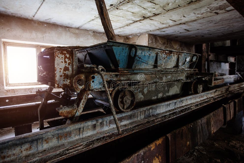 Old Rusty Broken Trolley in Abandoned Factory Stock Image - Image of ...
