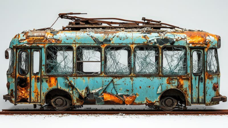Old Rusty Bus with Peeling Paint and Visible Corrosion Parked in an ...