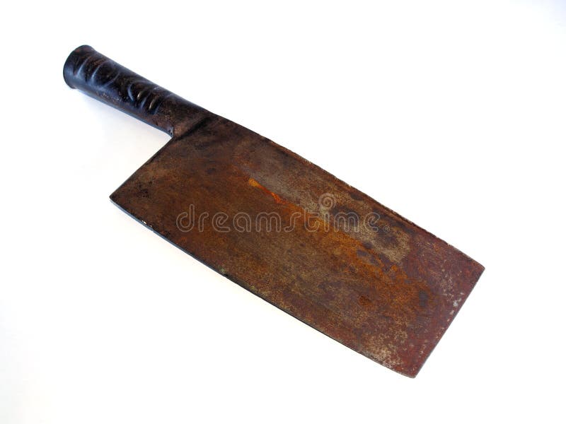 Old Rusty Butcher S Cleaver Isolated on White Stock Photo - Image of ...
