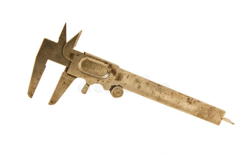 Old Rusty Caliper, Isolated on a White Background Stock Photo - Image ...