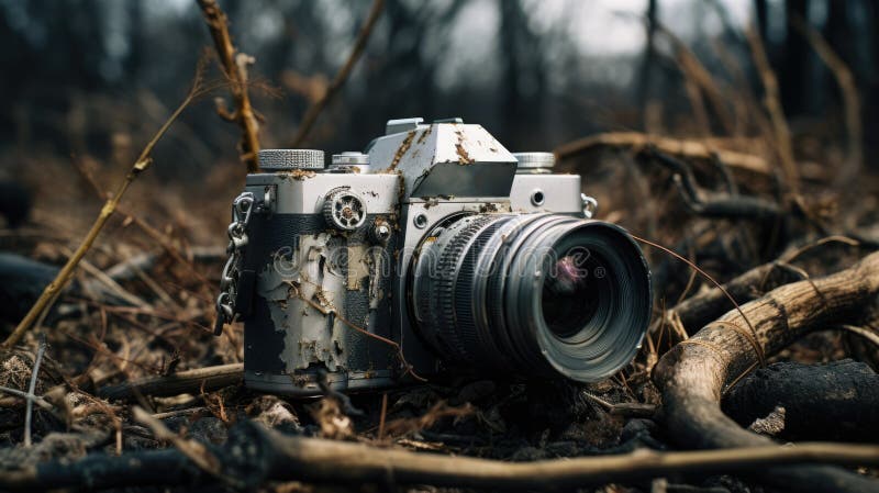 Old Rusty Camera Lost in the Jungle Forest Stock Photo - Image of slow ...