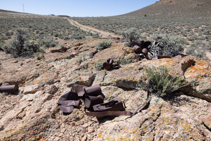 Old Rusty Cans Abandoned in the Desert Stock Photo - Image of ...