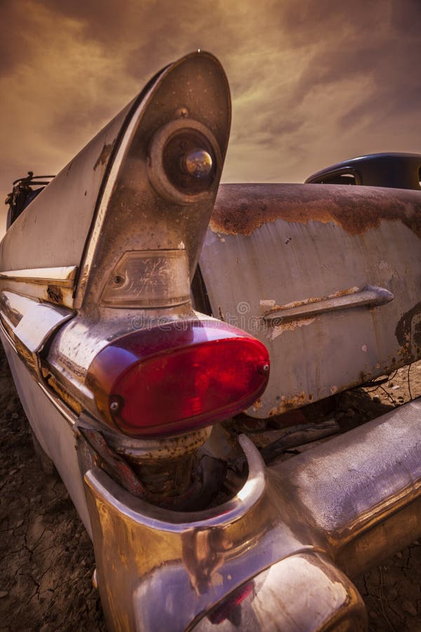 Tail Light of Old Rusty Car in Junk Yard Stock Photo - Image of ...