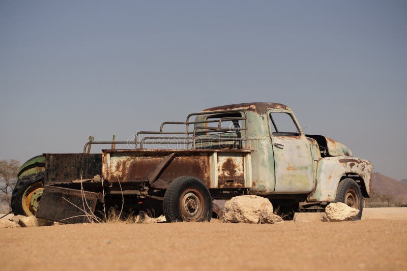 Old Rusty Car Abandoned in the Middle of the Namib Desert Stock Photo ...