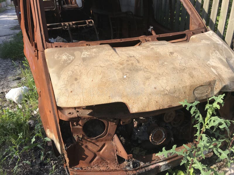 Old Rusty Car Body in the Backyard of the House Stock Image - Image of ...