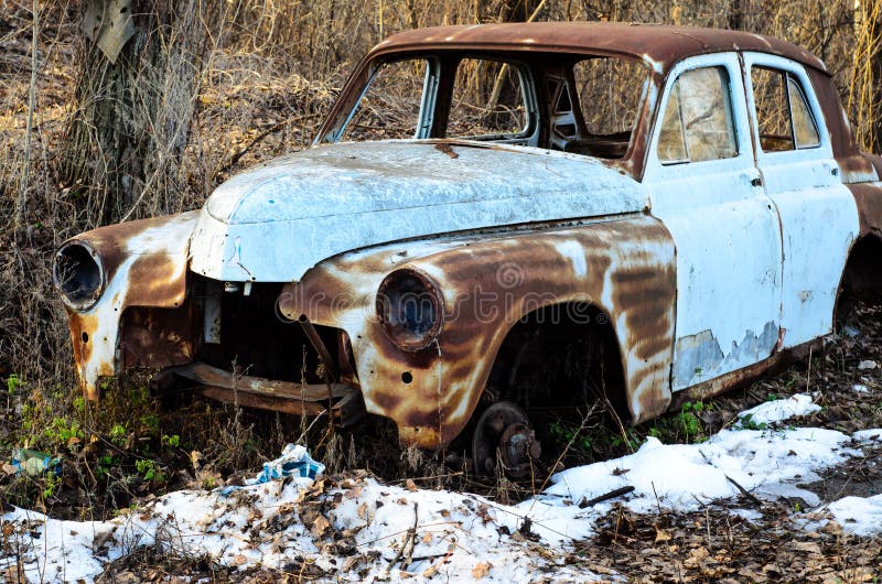 Old rusty car body stock photo. Image of headlight, junkyard - 82702252