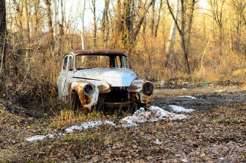 Old rusty car body stock photo. Image of damaged, desolate - 100770472