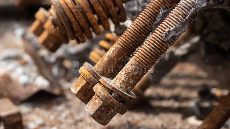 Old Rusty Engine Bolts Close Up Stock Image - Image of transport, steel ...