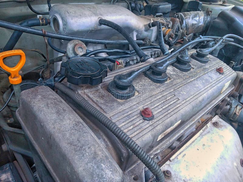 Old and rusty car engine stock photo. Image of energy - 270255430