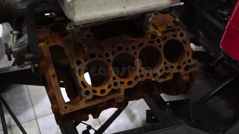Old Rusty Car Motor, Turbo Engine of Sport Race Auto. Stock Footage ...