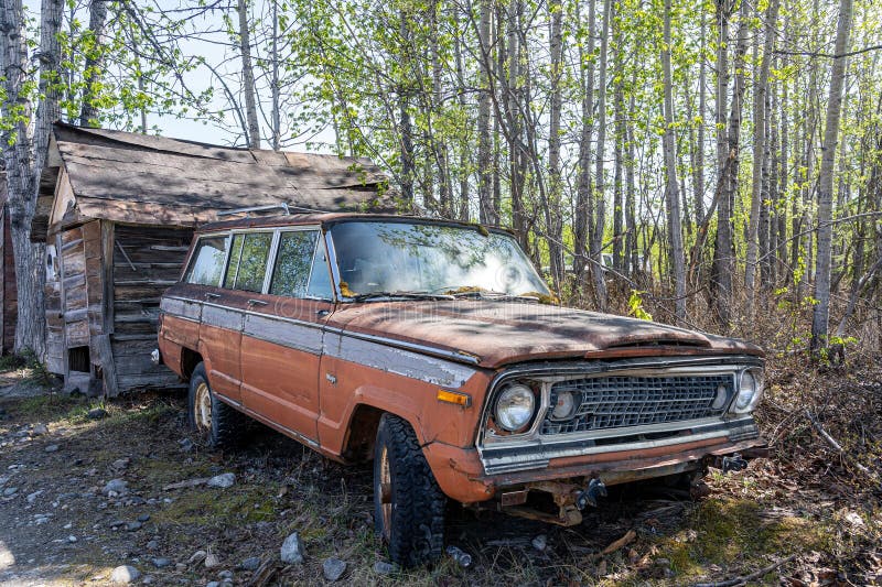 Rusty Car beside a Wooden Shed in Forest Editorial Photo - Image of ...