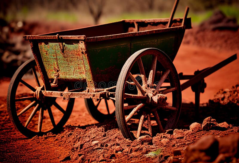 An Old Rusty Cart Stands in the Middle of a Farmer S Field after the ...