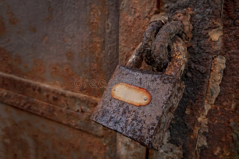 Rusty Castle on a Rusty Iron Gate Stock Image - Image of mystery ...
