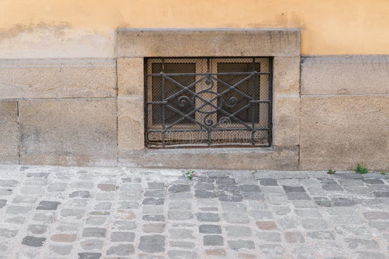 Old Rusty Cellar Window with Iron Grating Stock Image - Image of mesh ...
