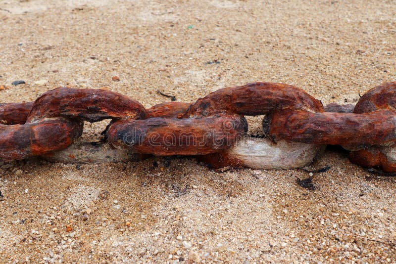 Old Rusty Chain on the Beach Sand Stock Image - Image of chain, beach ...