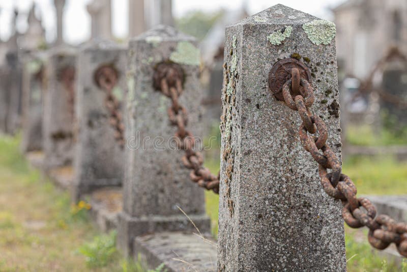 Old Rusty Chain Connected To a Concrete Post Stock Photo - Image of ...