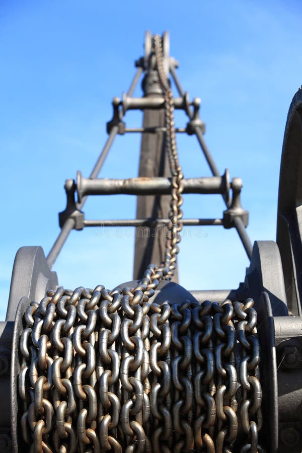 Old Rusty Chain and Crane Industry Machine Stock Image - Image of ...