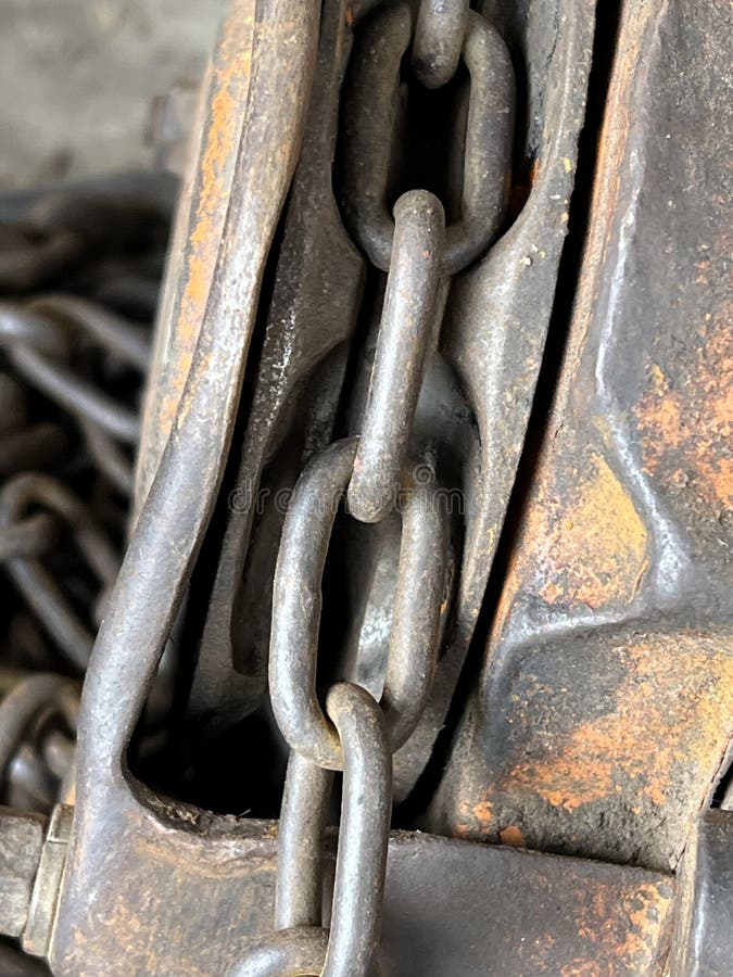 Old rusty chain and lock stock photo. Image of texture - 289742696