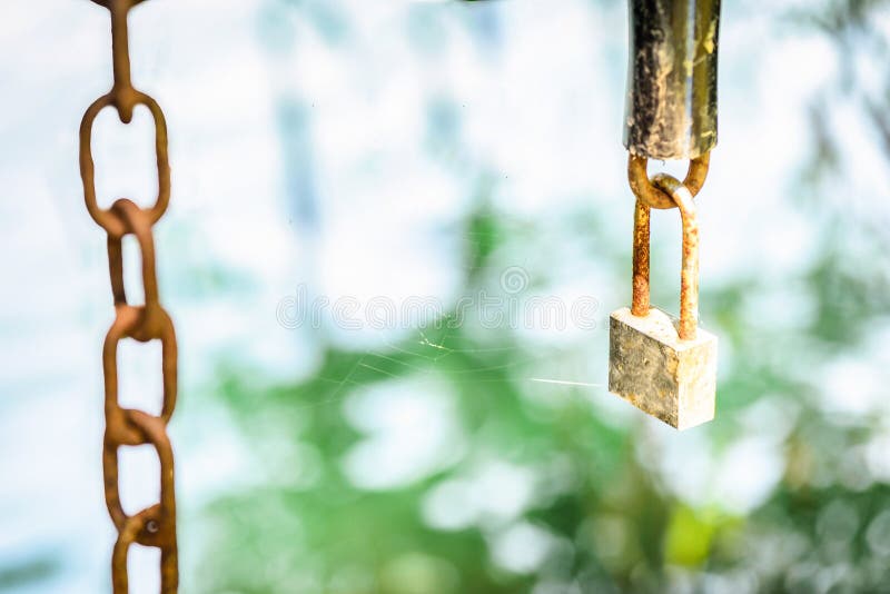 Old Rusty Chain and the Lock Stock Photo - Image of background, steel ...