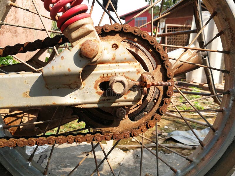 Old and Rusty Chain of Motorcycle Stock Photo - Image of shock, chain ...