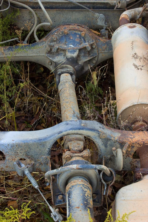 Old Rusty Chassis, the Car with the Gearbox, Driveshaft, Differ Stock ...