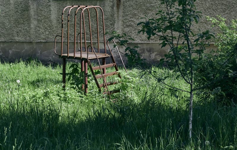 Old and Rusty Children S Slide. Stock Image - Image of carousel ...