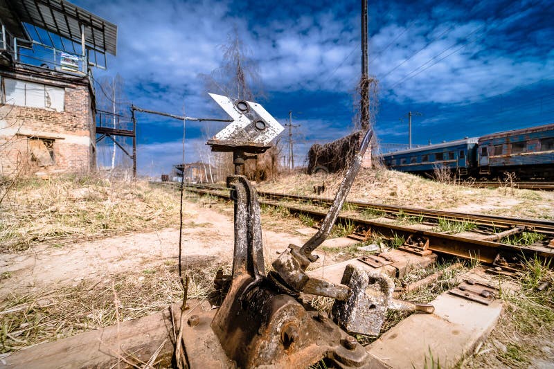 Old and Rusty Container Standing at the Rails on the Territory of the ...