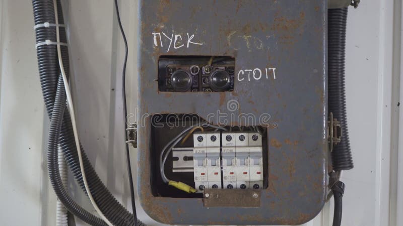 An Old Rusty Control Electric Panel on the Wall Stock Footage - Video ...