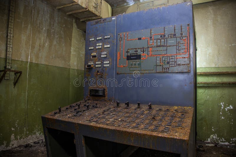 Old Rusty Control Panel in Old Underground Military Bunker Stock Photo ...